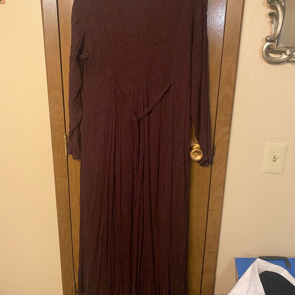 90s Nostalgia Dress Long Burgundy Large - Gem